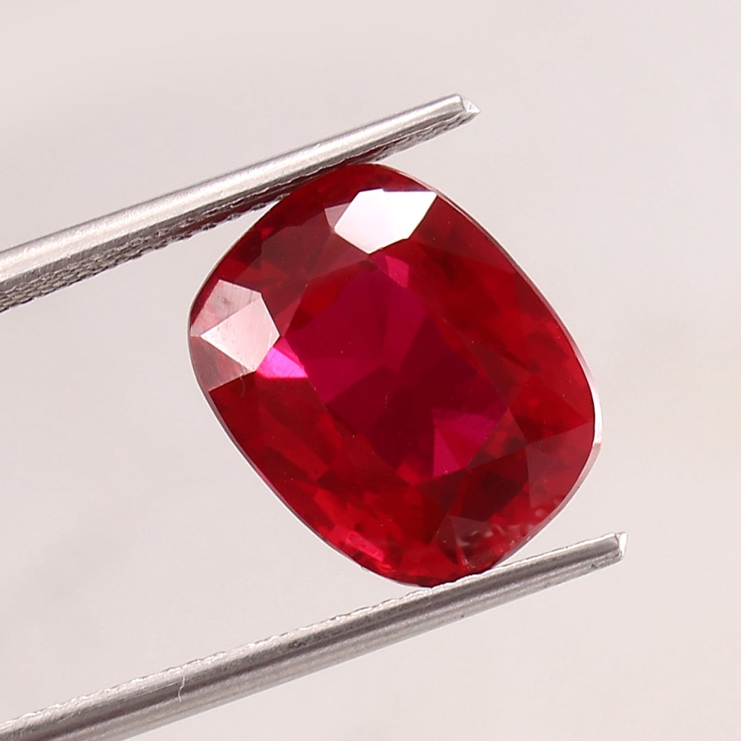 9.20 Ct Red Ruby Gemstone, Cushion Cut, Loose Corundum 12x10x7mm Lab ...