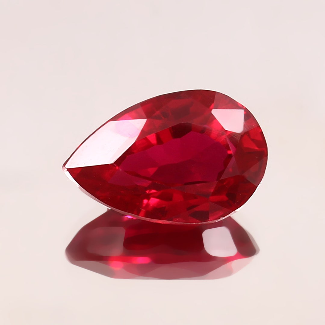 Pear Shape Lab Created Red Ruby, Loose Corundum Gemstone (14x9x6 Mm) - Etsy