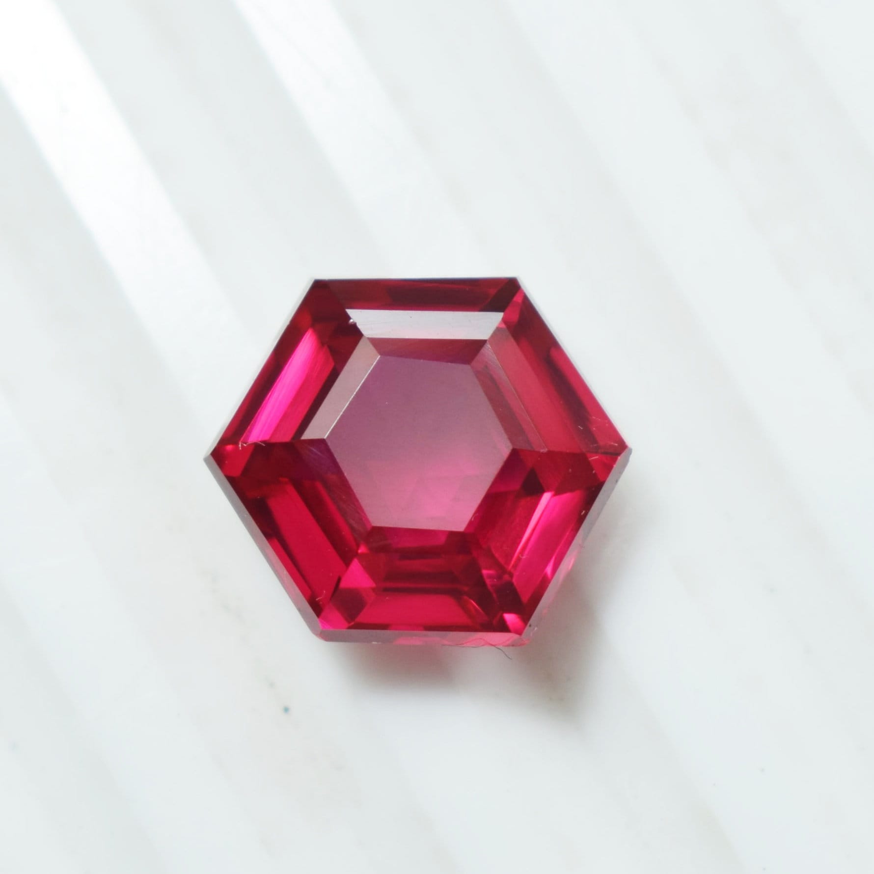 Lab Created 9.70 Ct Red Ruby, Hexagon Shape, Eye Clean ,for Ring Size& Making Jewelry Loose ...