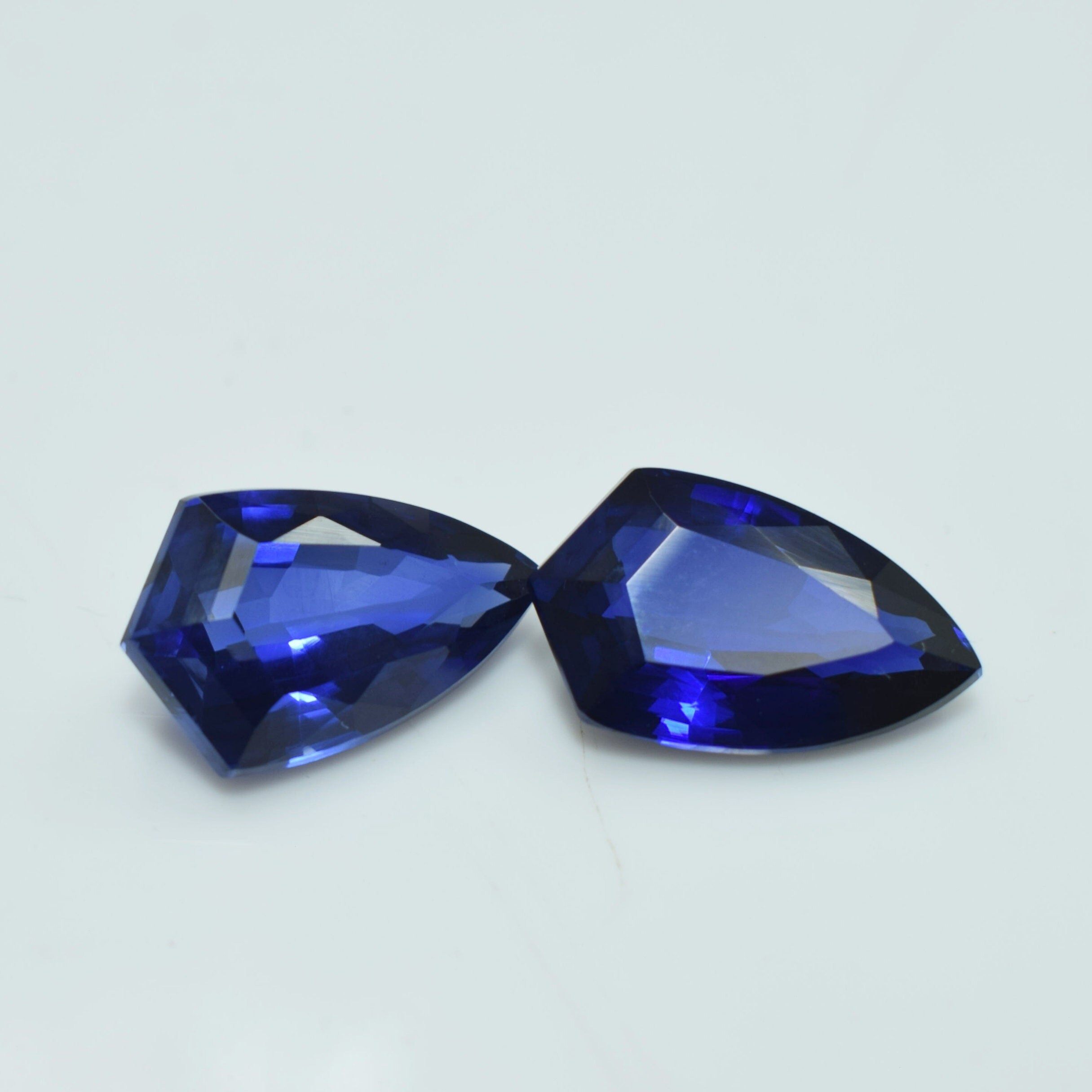 Lab Created Blue Sapphire Pair, Fancy Shape Corundum Gemstones, 20.65 ...