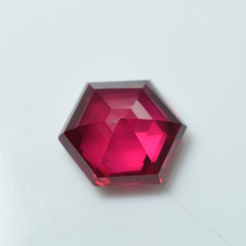 Lab Created 9.70 Ct Red Ruby, Hexagon Shape, Eye Clean ,for Ring Size ...