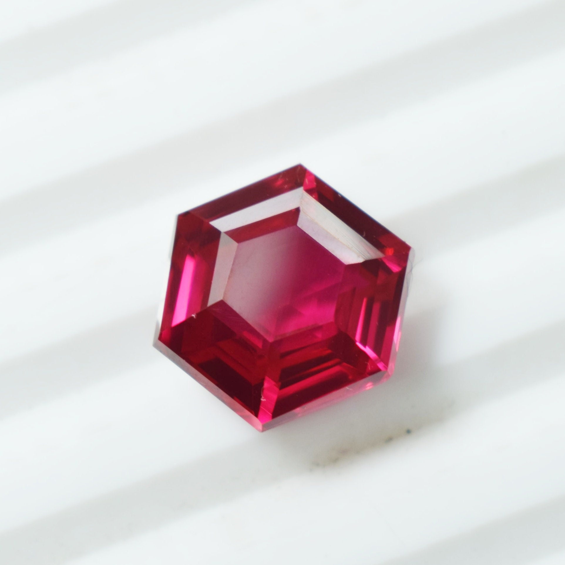 Lab Created 9.70 Ct Red Ruby, Hexagon Shape, Eye Clean ,for Ring Size ...