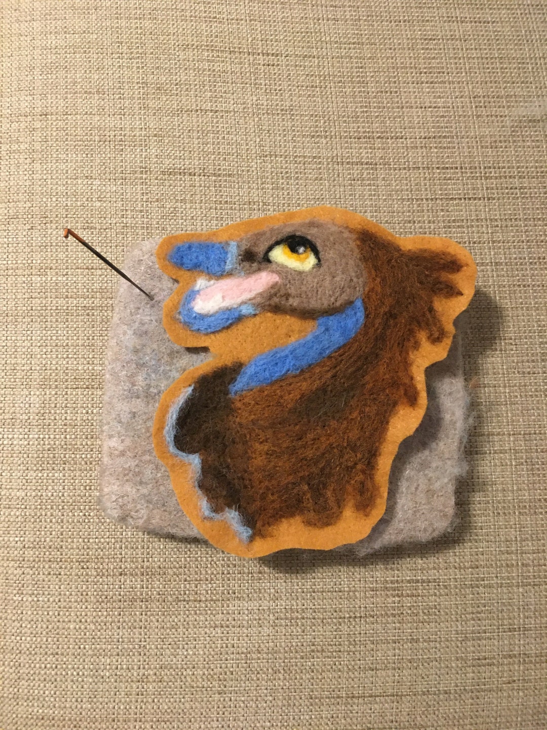 Custom Badge- Furry Headshot Felted Pet Fursona Character for Wear ...