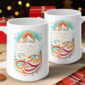 Coptic Orthodox Egyptian Mug Sun Pyramids Cross Design Retro Accent Mug ...