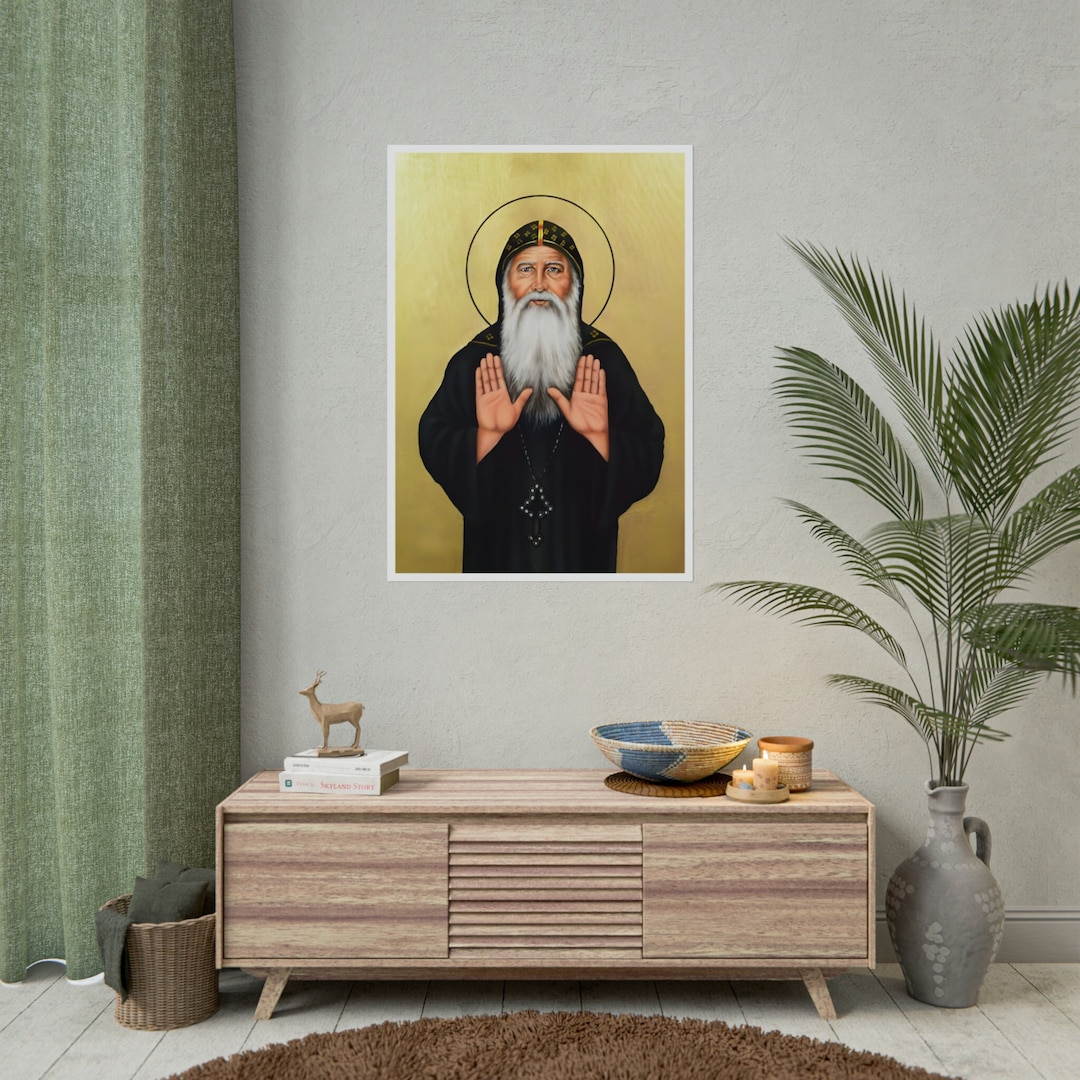 Saint Macaire le grand poster copte orthodoxe Anba makarios icône copte ...