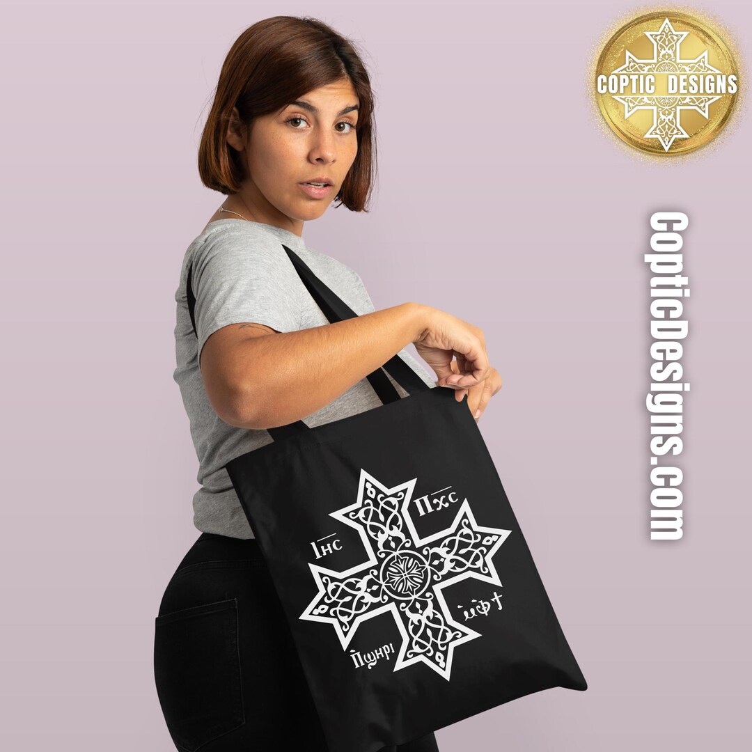 Coptic Orthodox Cross Black Tote Bag Holy Week Tonia Shammas Gift ...