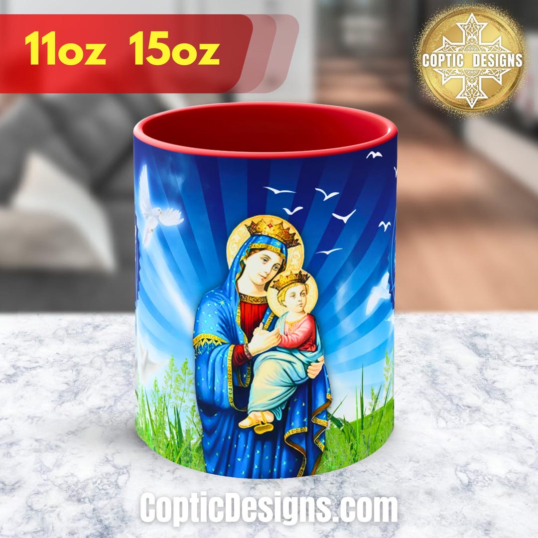 Saint Mary Mug Virgin Mary Coptic Orthodox Christian Icon Mug ...