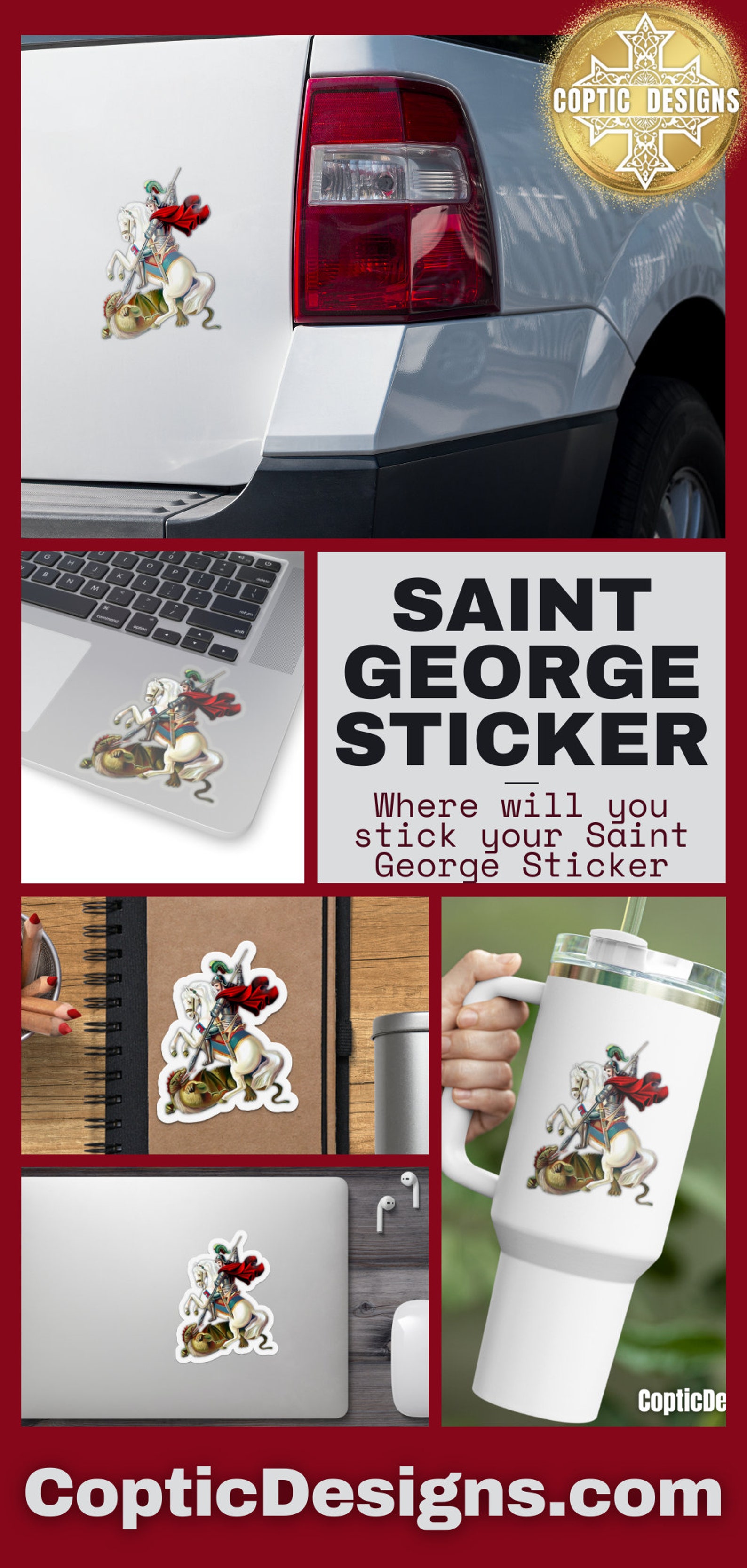Saint George Sticker Coptic Orthodox Saint Sticker Coptic Saint Icon ...