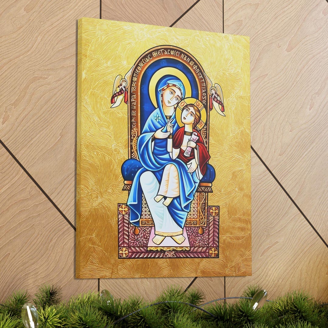 Saint Mary Coptic Orthodox Icon on the Throne Prayer Corner Icon Matte ...