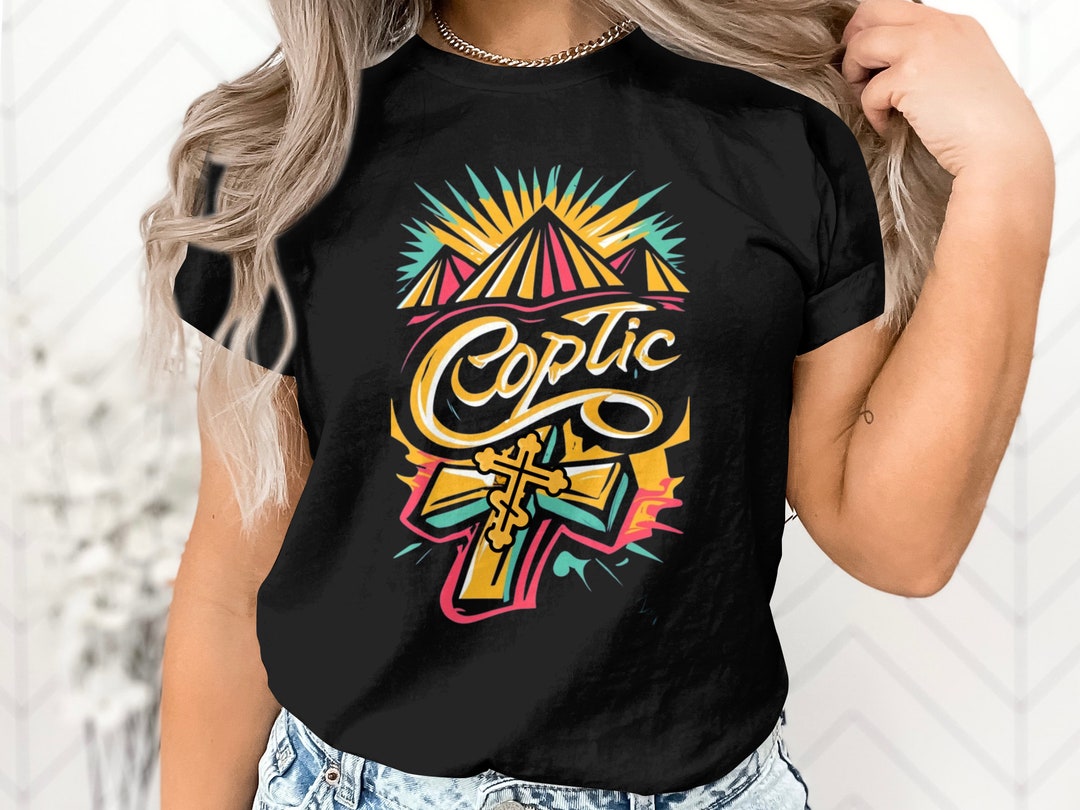 Coptic Orthodox Egyptian Shirt Sun Pyramids Cross Sweater Design Retro ...
