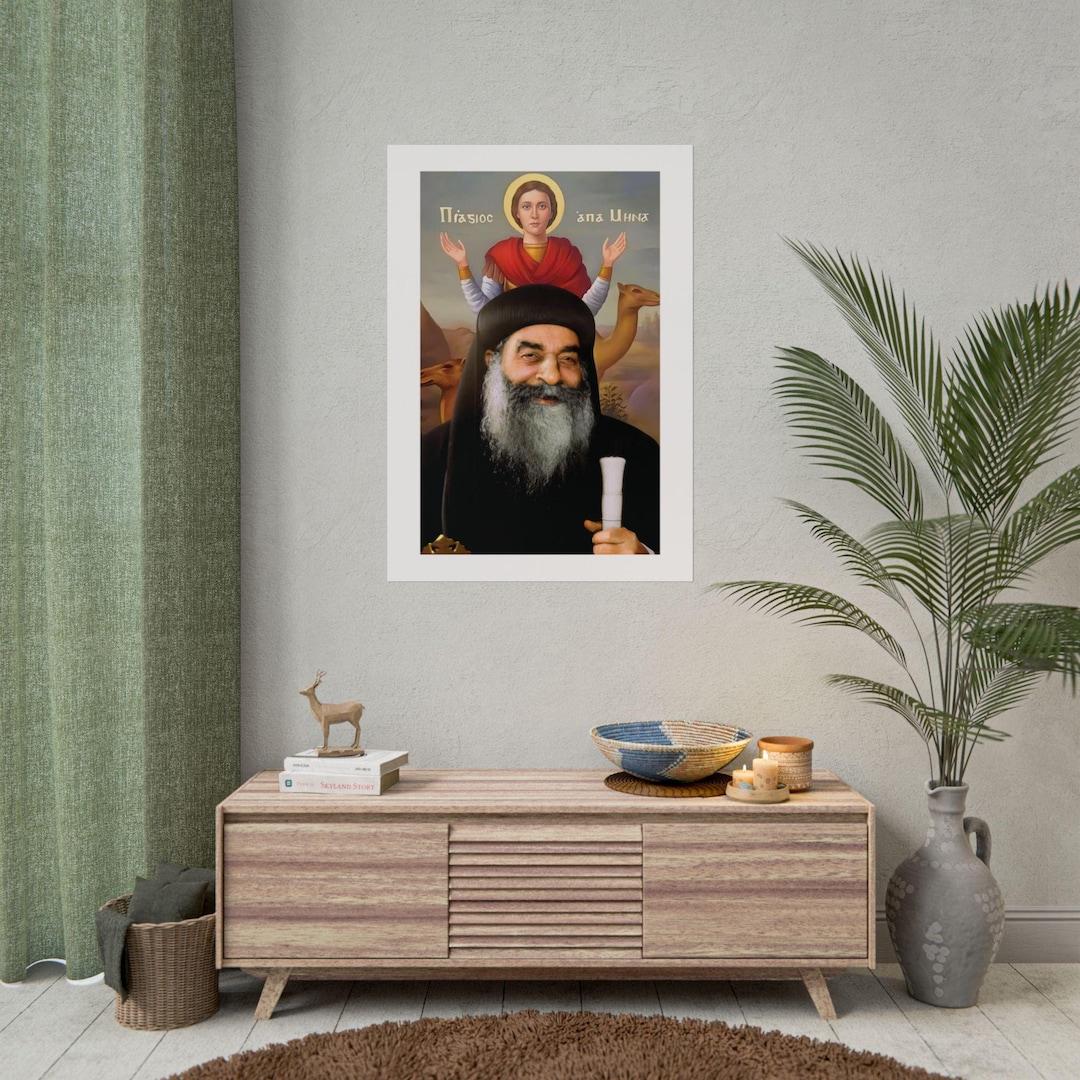 Saint Mina and Pope Kyrillos VI Cross Coptic Poster - Coptic Gift ...