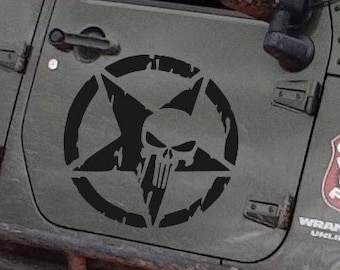 Skull Star Decal , Military Star Skull Decal , off Road Skull Decal ...