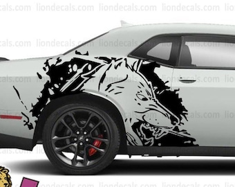 Wolf Fender Top Side Trunk Car Sticker, Wolf Car Decal, Wild Wolf ...