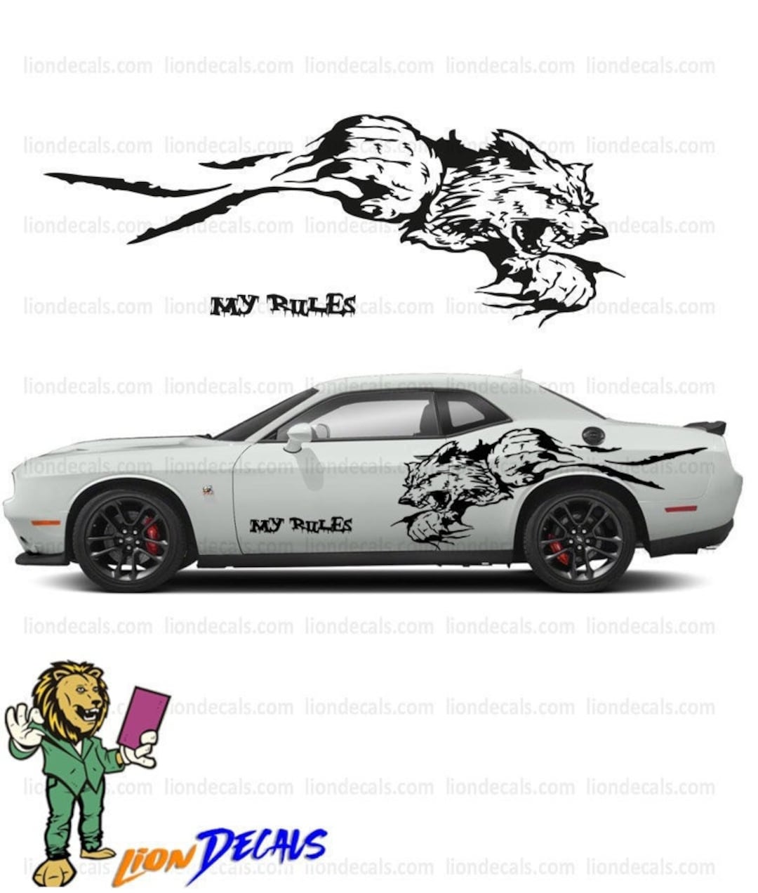 Wolf Fender Top Side Trunk Car Sticker, Wolf Car Decal, Wild Wolf ...