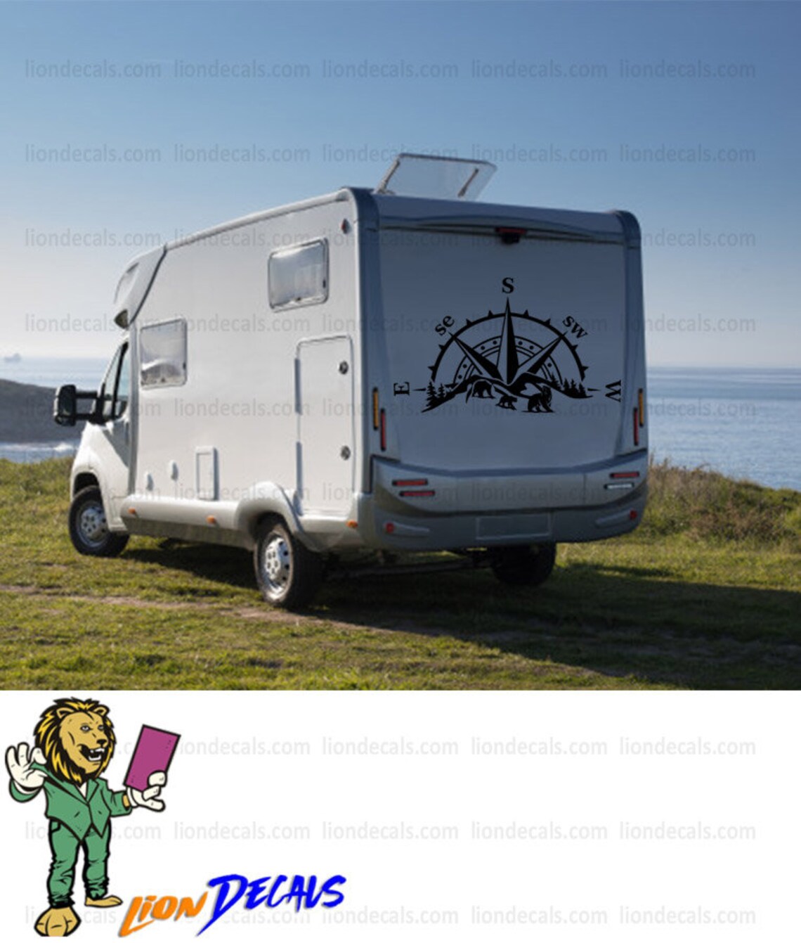 Compass and Mount Sticker Mountain Decal Compass Caravan - Etsy