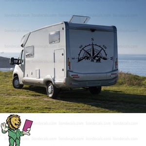 Compass and Mount Sticker, Mountain Decal, Compass Caravan Decal. Bear ...