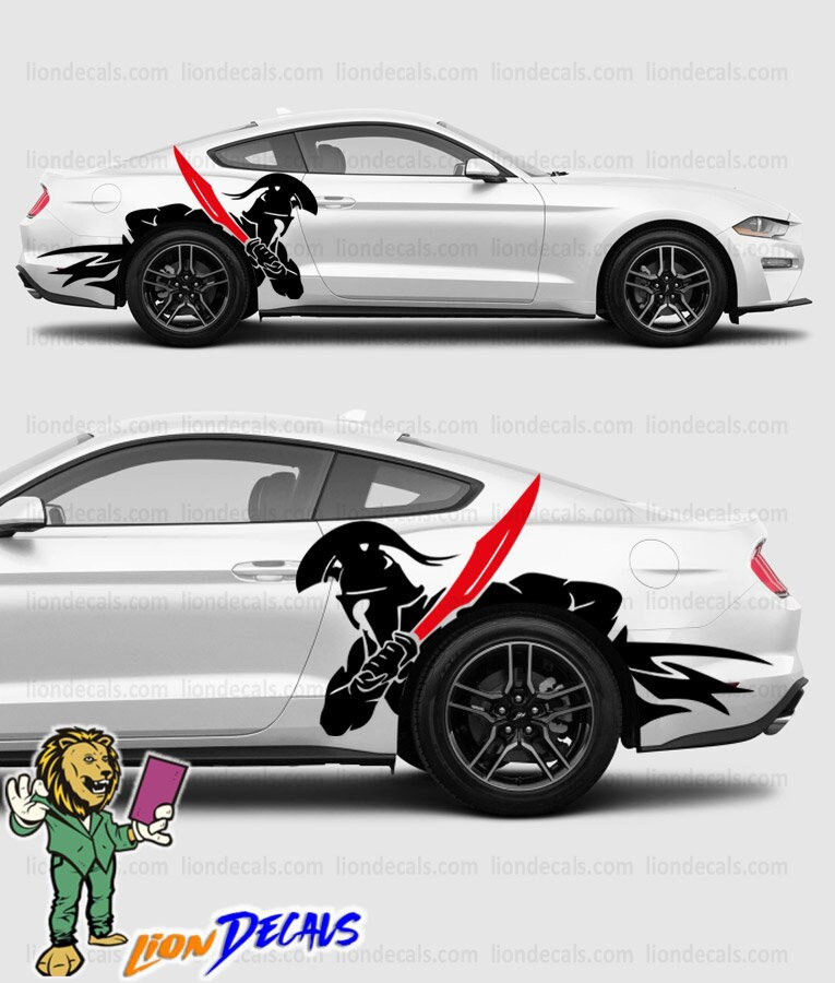 Warrior Side Car Decal. Gladiator Side Car Sticker. Mustang- Charger ...