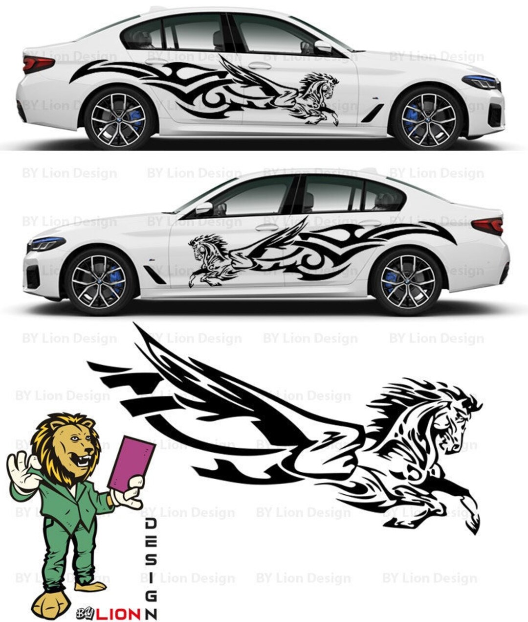 Horse Side Trunk Car Decal. Rear Fender Sticker - Tribal Horse Car ...