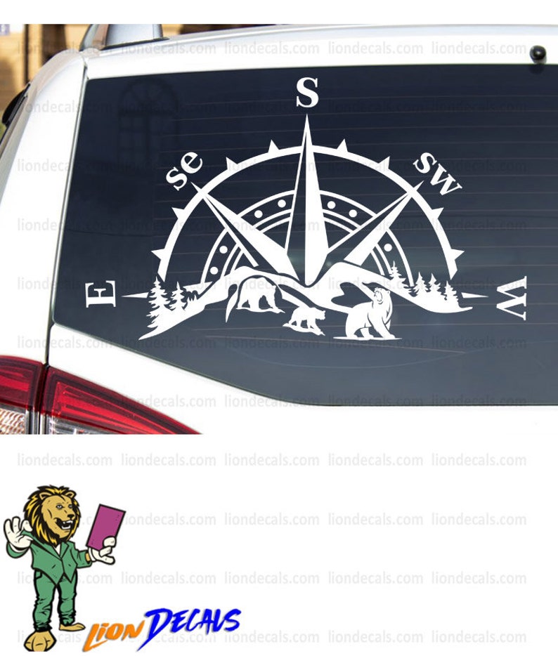 Compass and Mount Sticker Mountain Decal Compass Caravan - Etsy