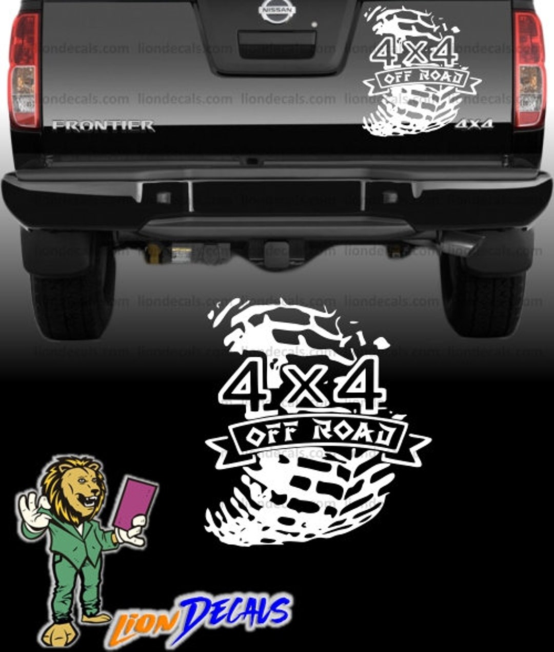 4x4 Tireoff Road Pickup Truck Decal. Tire off Road Sticker. 4x4 off ...