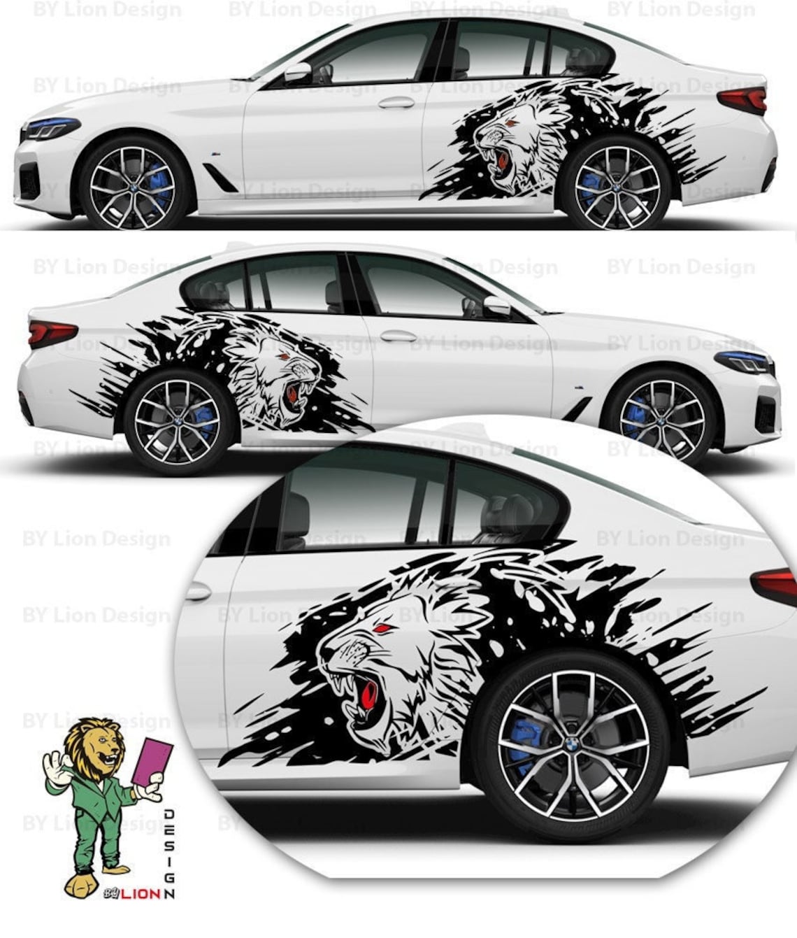 King Lion Fender Top Side Trunk Car Sticker, Lion Decal. - Etsy