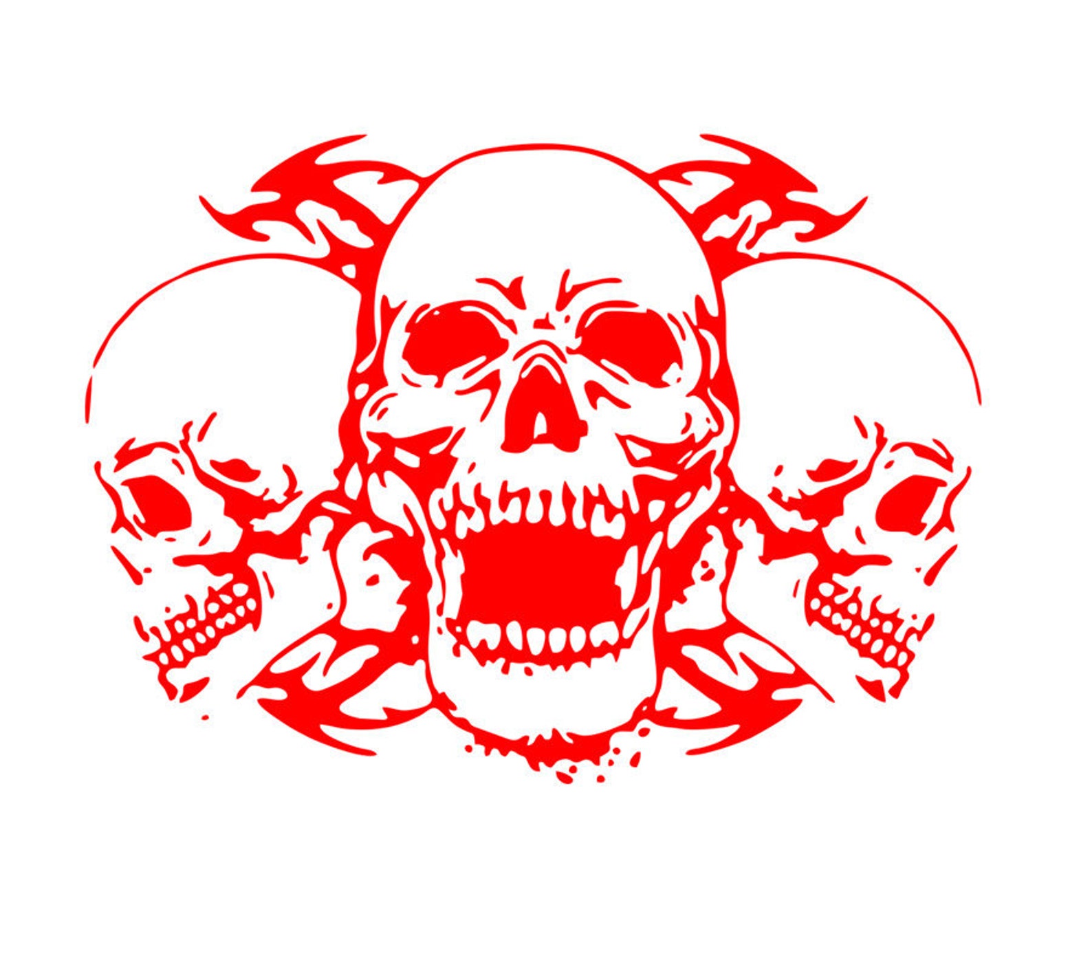 Skull Car Decal. Skull Car Hood Sticker. 3 Dry Heads Car Decal. Skull ...