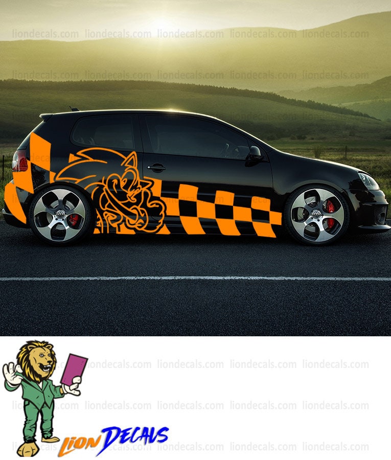 Sonic Car Side Rear Fender Top Decal. Sonic Side Car Sticker. Racing ...