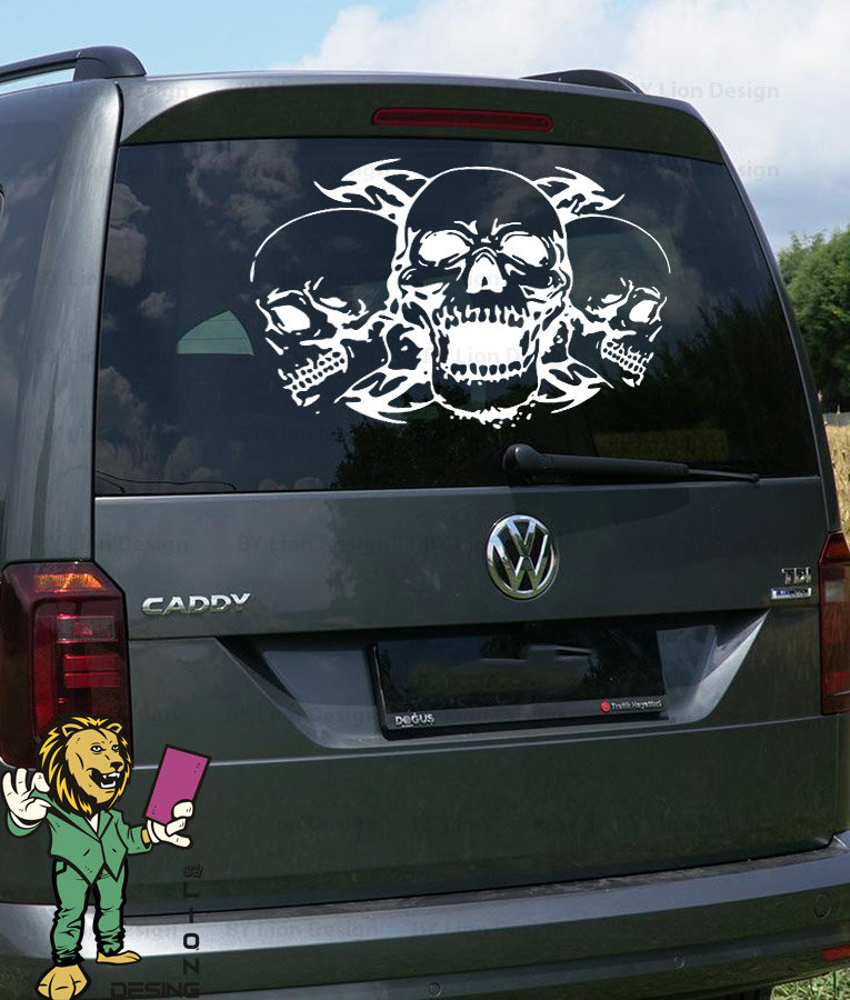 Skull Car Decal. Skull Car Hood Sticker. 3 Dry Heads Car Decal. Skull ...