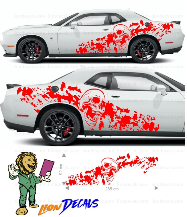 Dry Head Car Side Rear Fender Top Decal. Skull Side Car Sticker ...