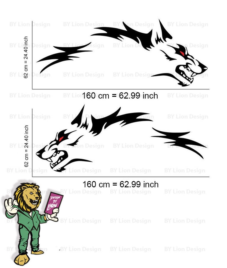 Wolf Fender Top Side Trunk Car Sticker, Wolf Car Decal, Wild Wolf ...