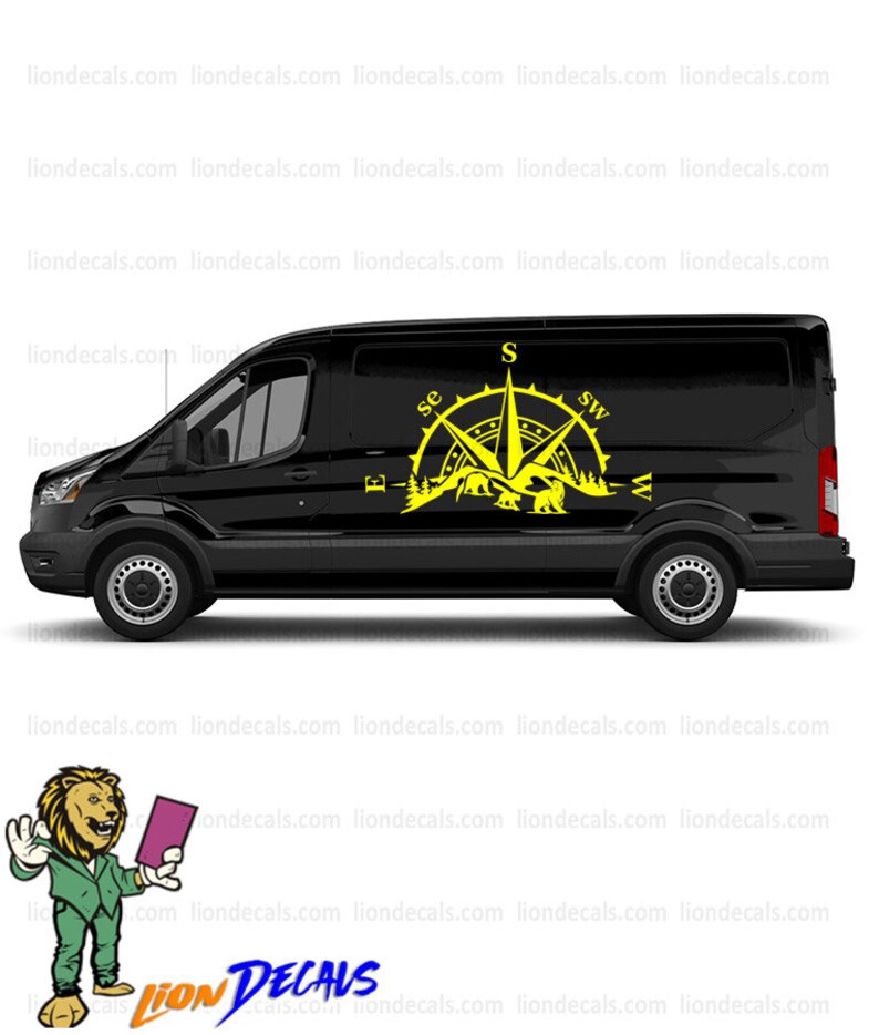 Compass and Mount Sticker Mountain Decal Compass Caravan - Etsy