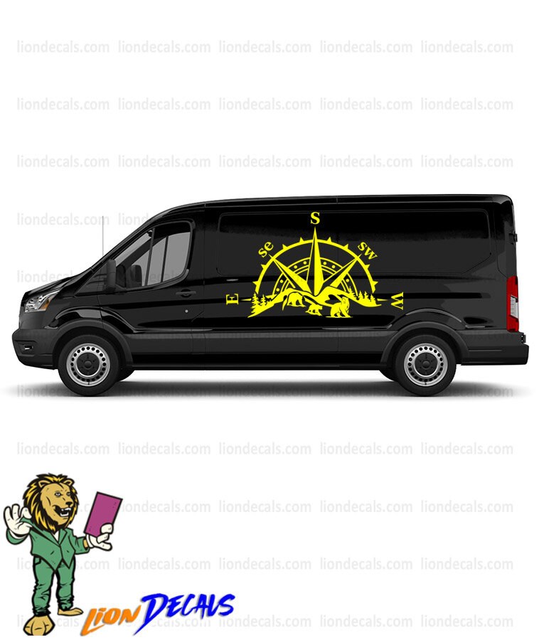 Compass and Mount Sticker Mountain Decal Compass Caravan - Etsy