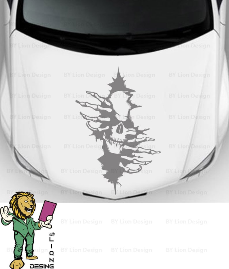 Skull Car Decal. Skull Car Hood Sticker - Etsy