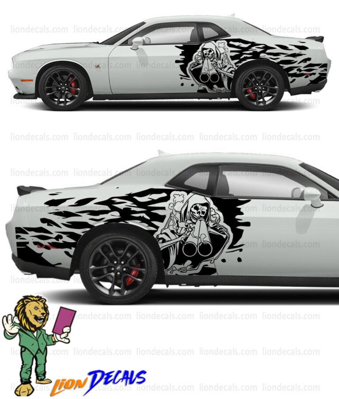 Skull Gun Car Side Decal. Gun Car Side Sticker Dodge Charger ...