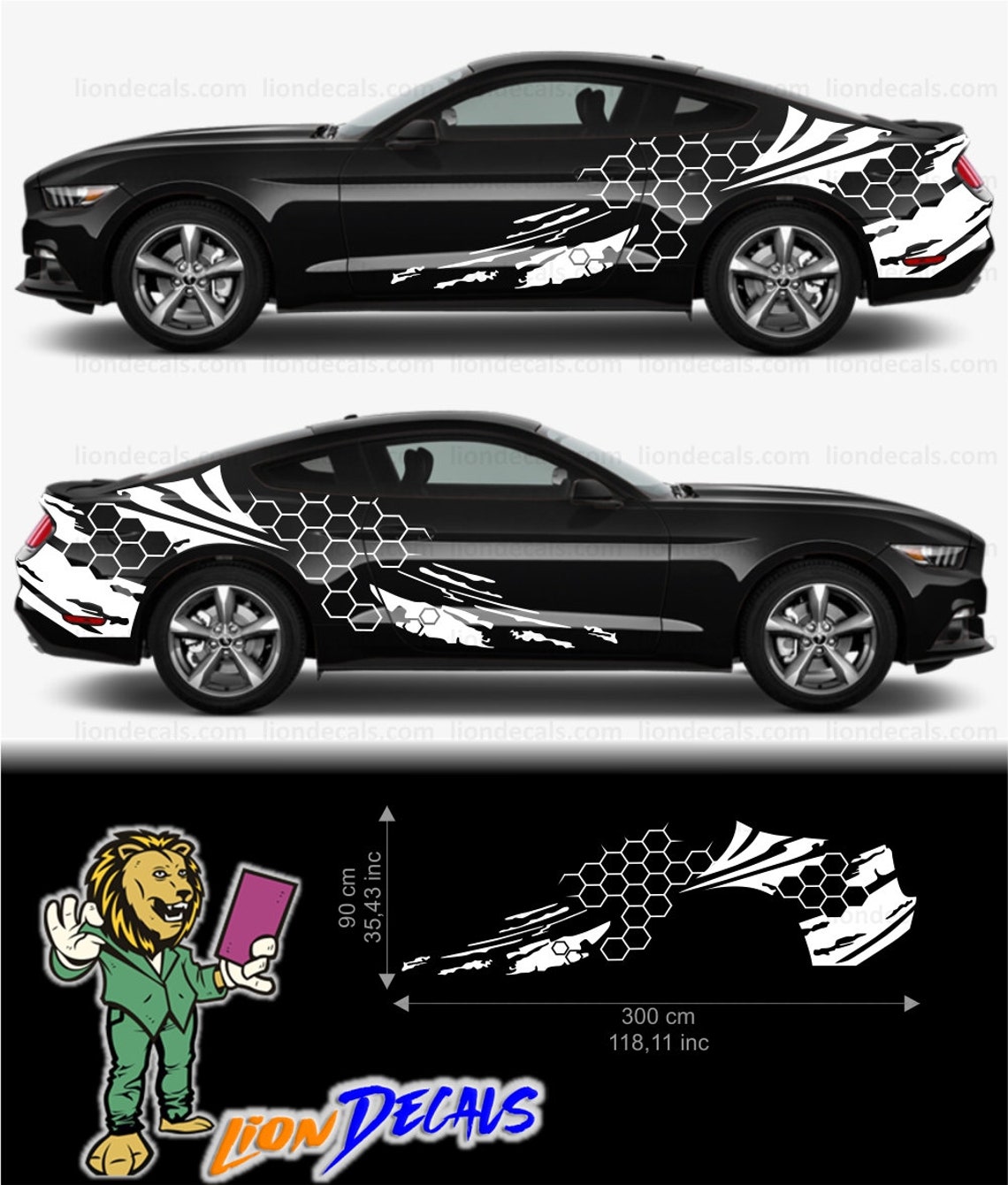 Honeycomb Car Side Decal. Honeycomb Sticker. Mustang- Charger ...