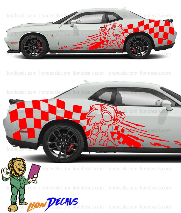 Sonic Car Side Rear Fender Top Decal. Sonic Side Car Sticker. Racing ...