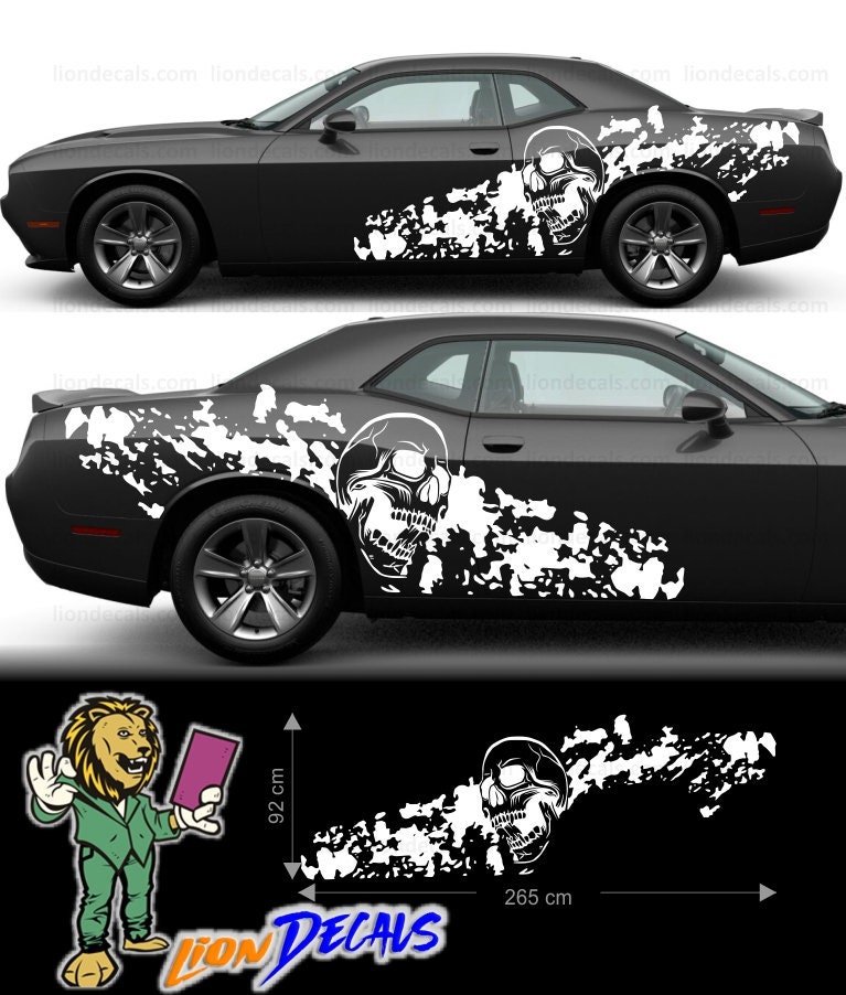 Dry Head Car Side Rear Fender Top Decal. Skull Side Car Sticker ...