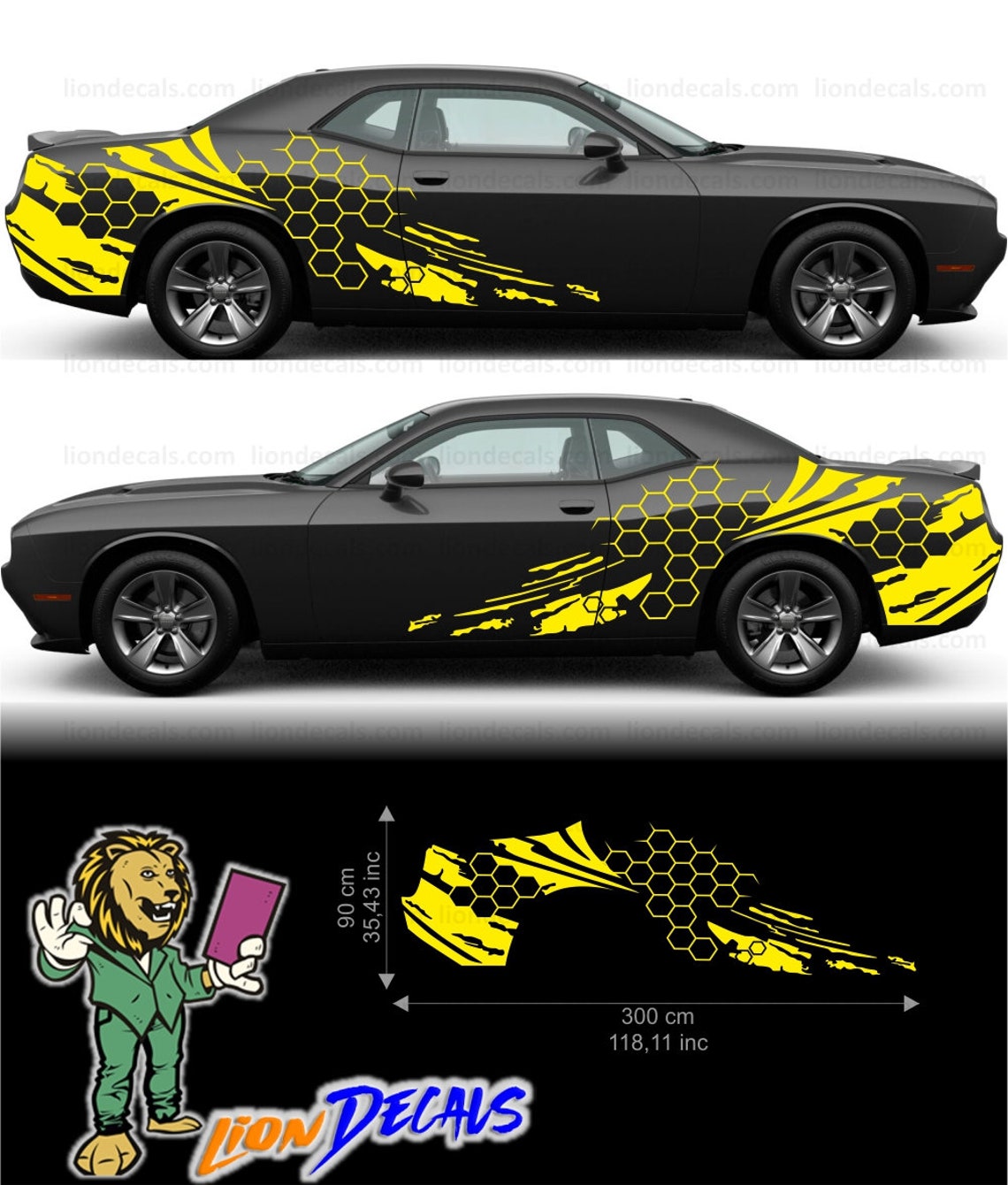 Honeycomb Car Side Decal. Honeycomb Sticker. Mustang- Charger ...