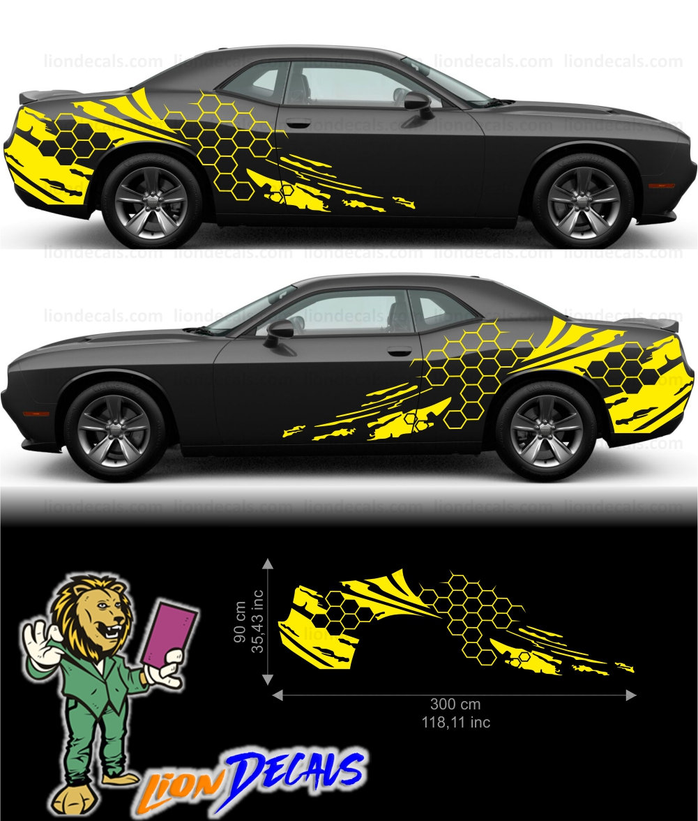 Honeycomb Car Side Decal. Honeycomb Sticker. Mustang- Charger ...