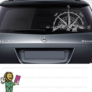 Compass and Mount Sticker, Mountain Decal, Compass Caravan Decal. Bear ...