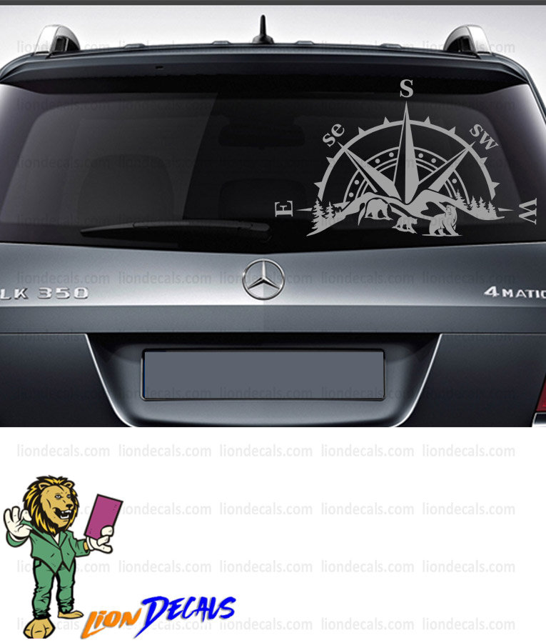 Compass and Mount Sticker Mountain Decal Compass Caravan - Etsy