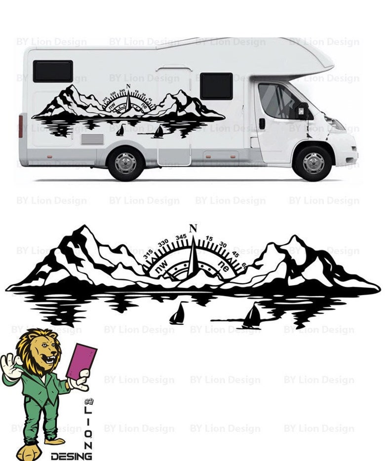 Compass Mountain Caravan Decal. Compass Mountain off Road Sticker. Camp ...