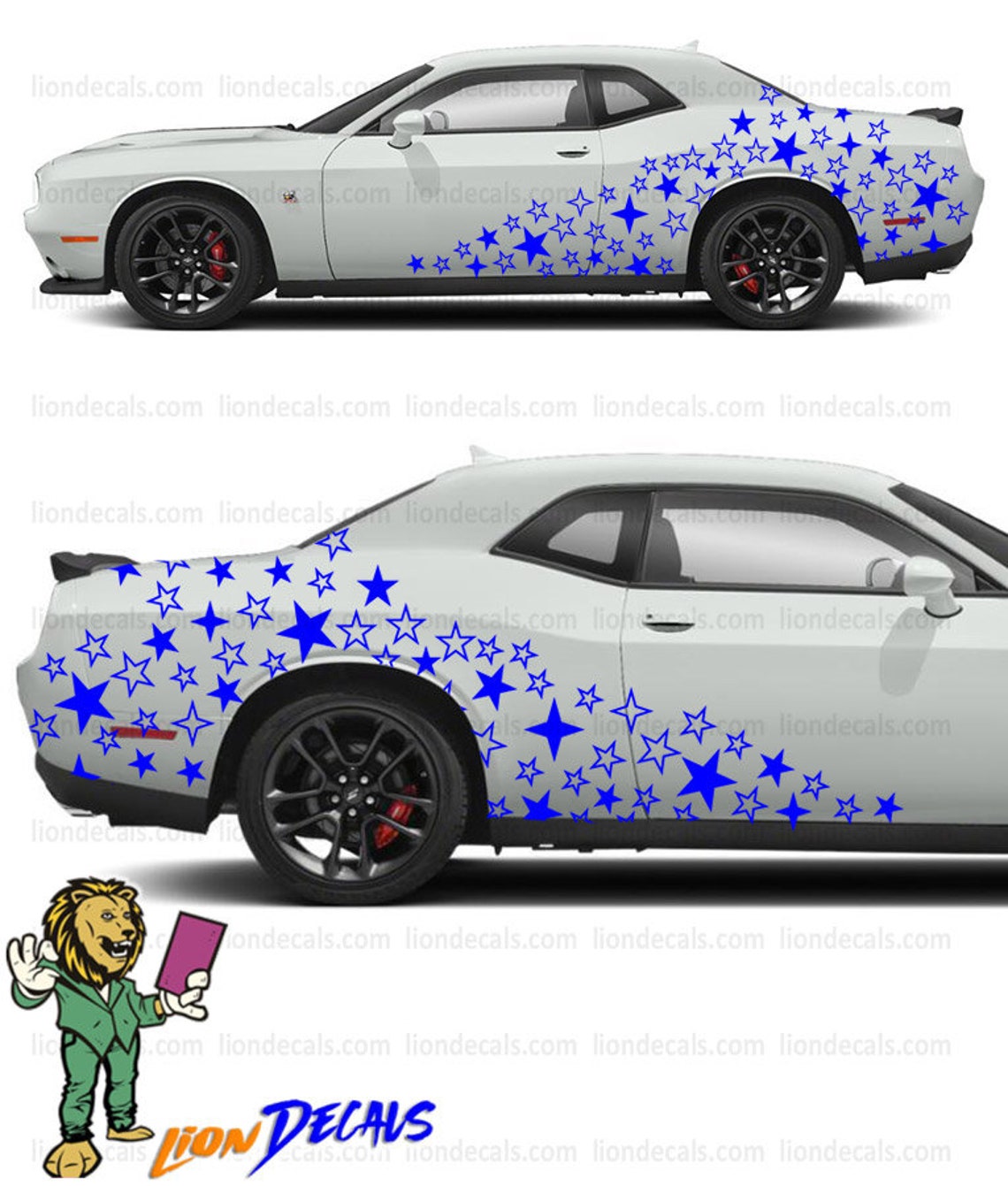 Star Car Stickers. Car Hood and Side Body Sticker Set. Mustang- Charger ...