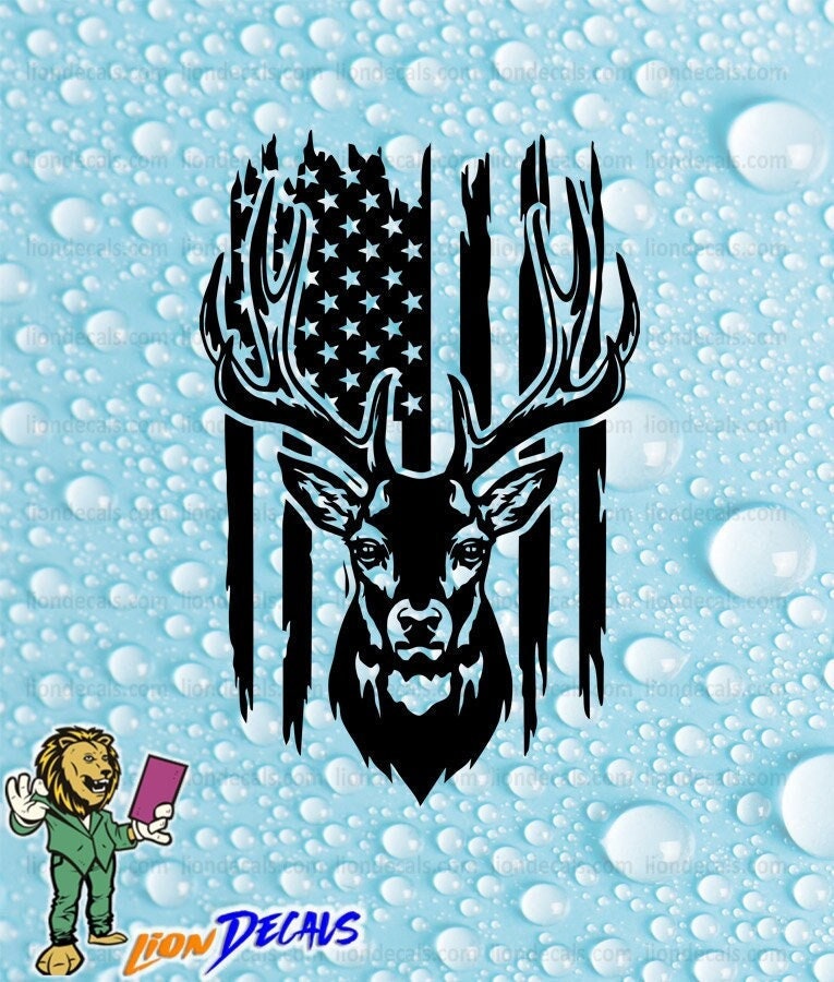 Deer and American Flag Car Decal. - Etsy