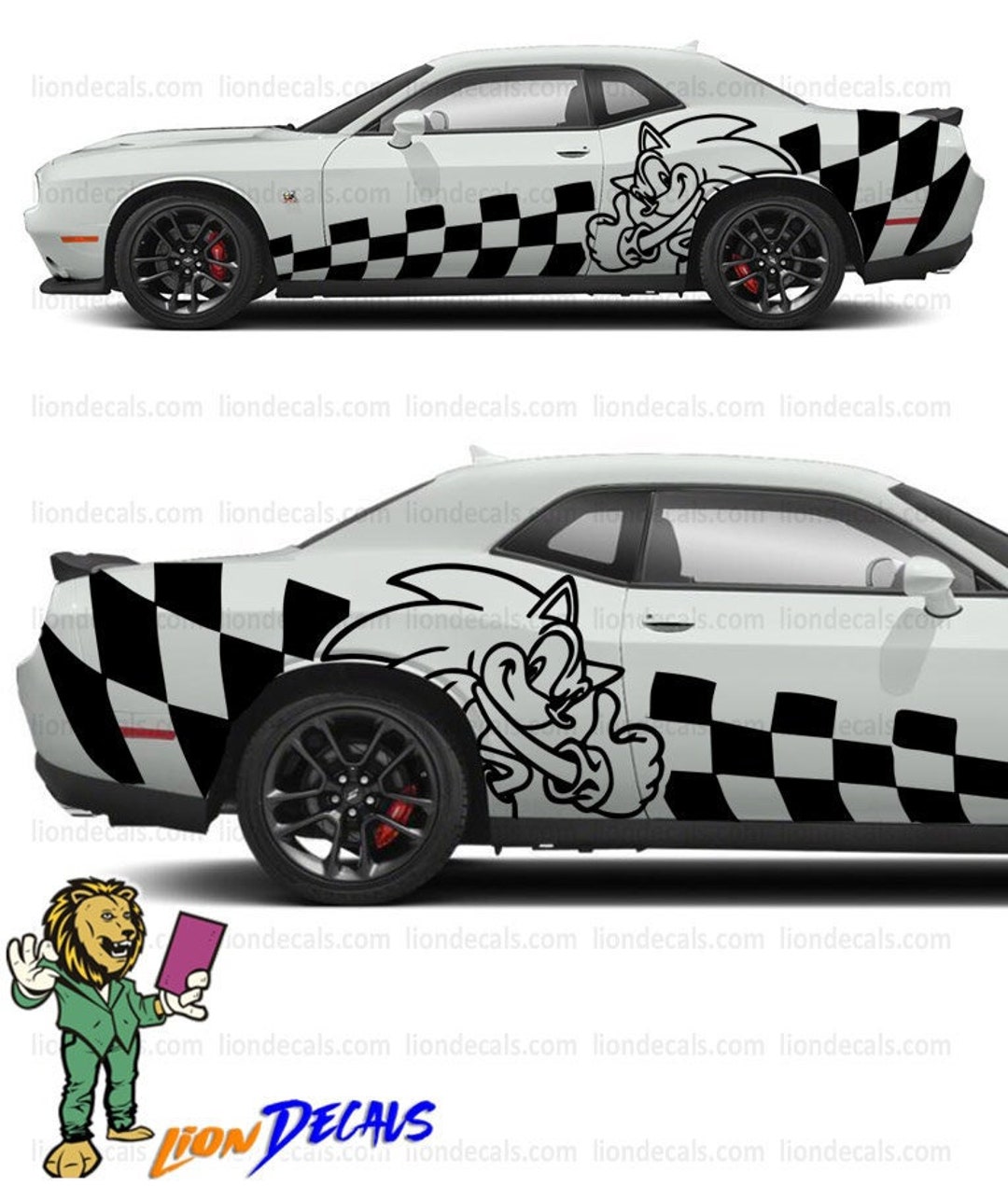 Sonic Car Side Rear Fender Top Decal. Sonic Side Car Sticker. Racing ...