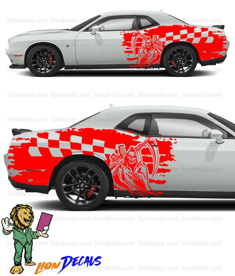 Tasmanian Devil & Checkered Flag Car Decal - Side/rear Set - Etsy