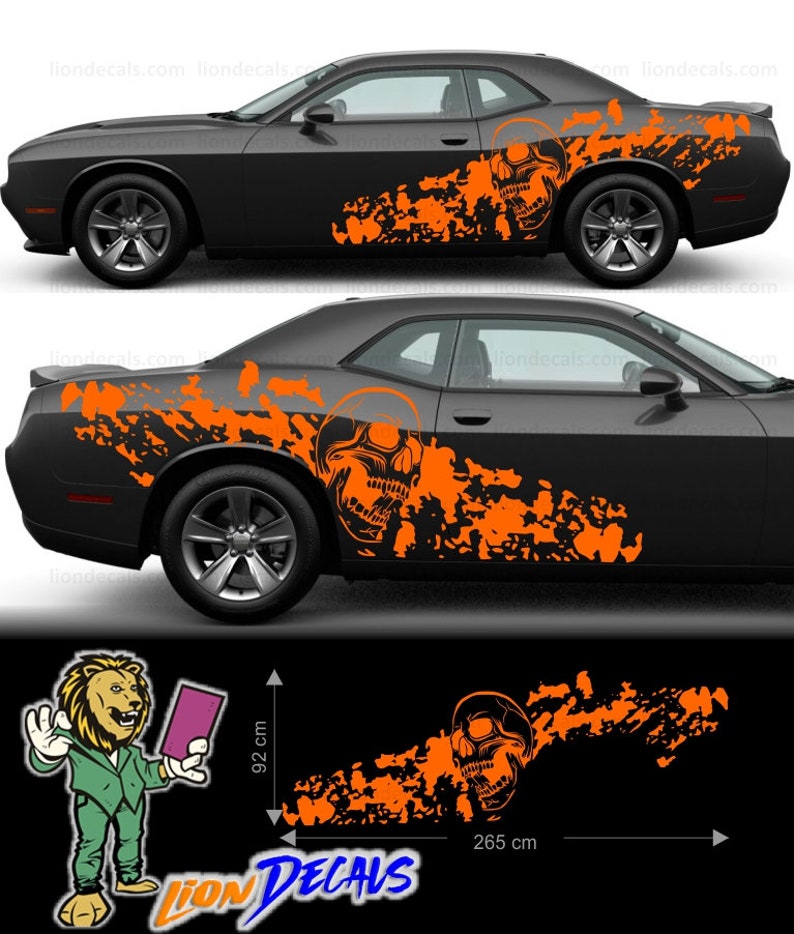 Dry Head Car Side Rear Fender Top Decal. Skull Side Car Sticker ...