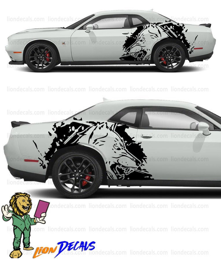 Wolf Fender Top Side Trunk Car Sticker, Wolf Car Decal, Wild Wolf ...