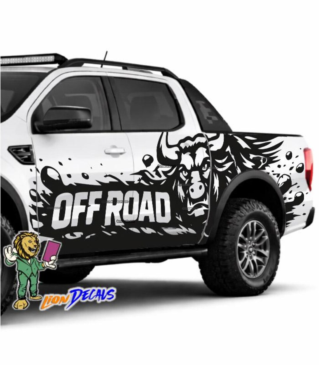 Bull Graphic 4x4 Pickup Vinyl Sticker – off Road Truck Side Decal ...