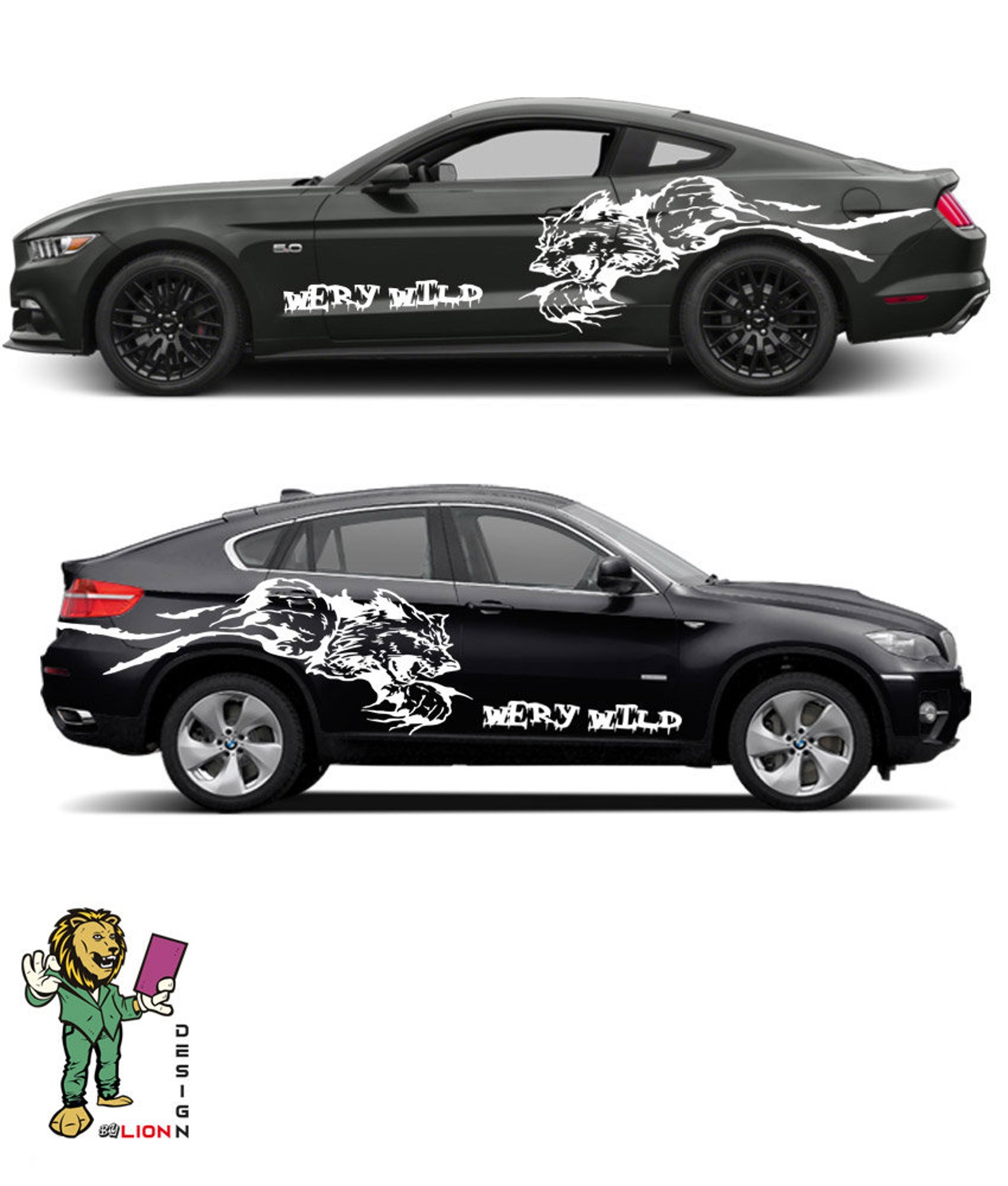 Wolf Fender Top Side Trunk Car Sticker, Wolf Car Decal, Wild Wolf ...